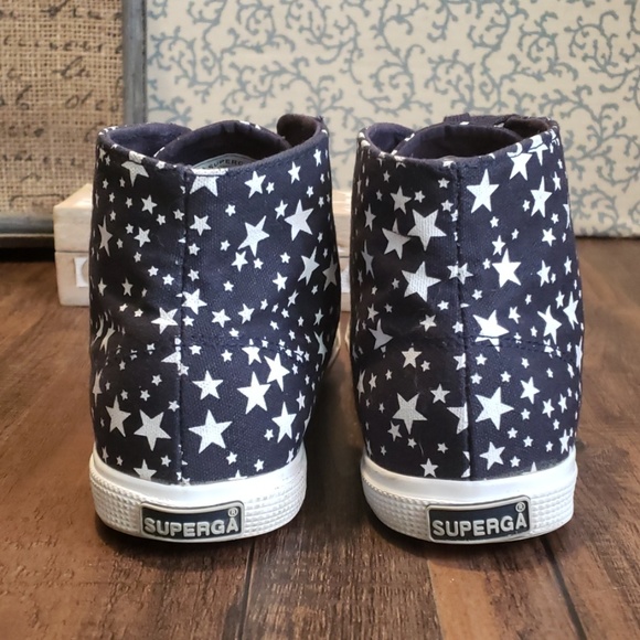 Superga | Shoes | Superga Constellation Navywhite Canvas High Tops ...